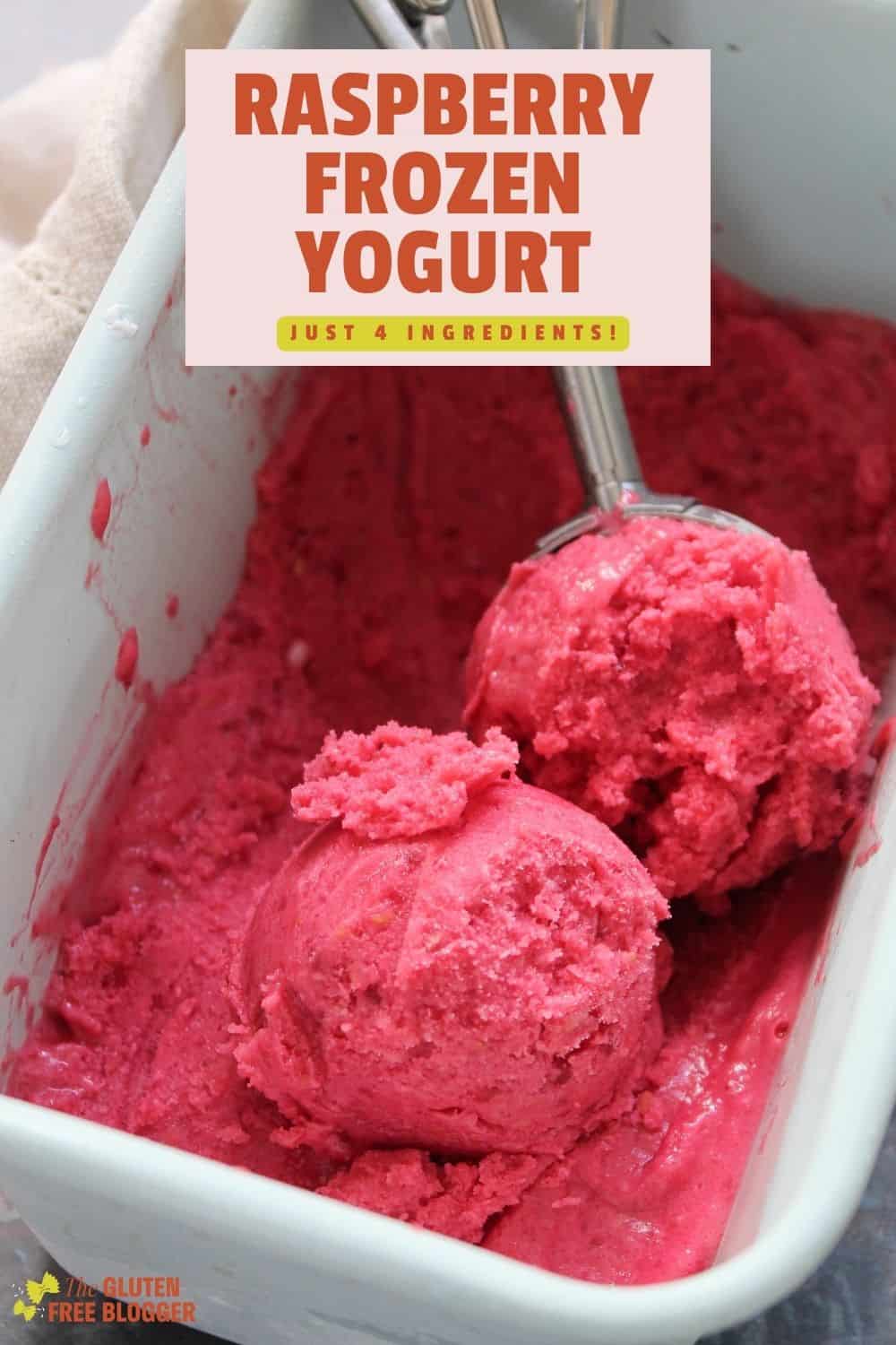 EASY Raspberry Frozen Yogurt - Only 4 Ingredients!