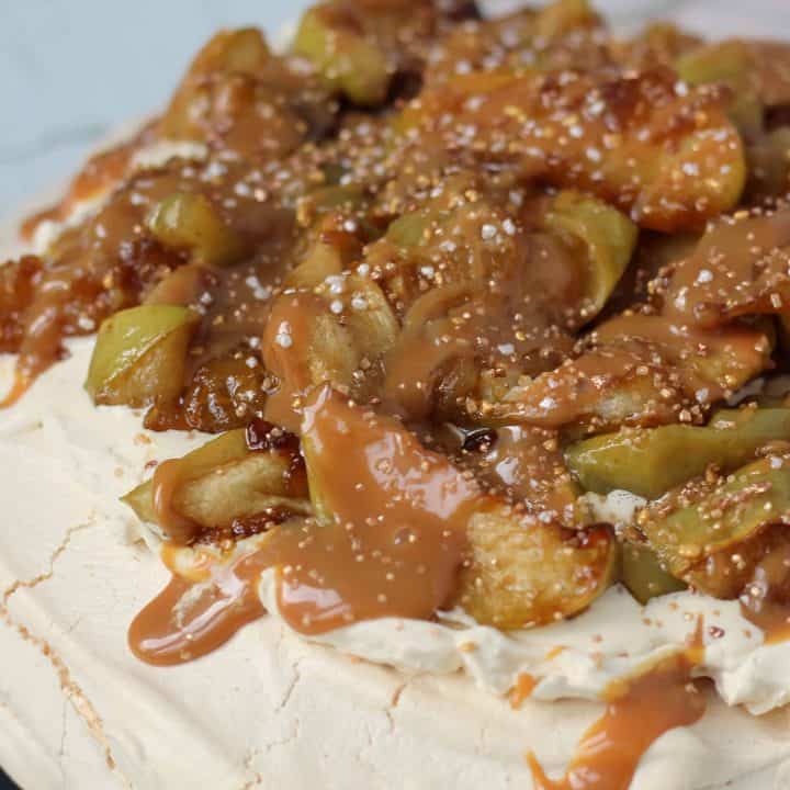Toffee and Pecan Meringue Roulade