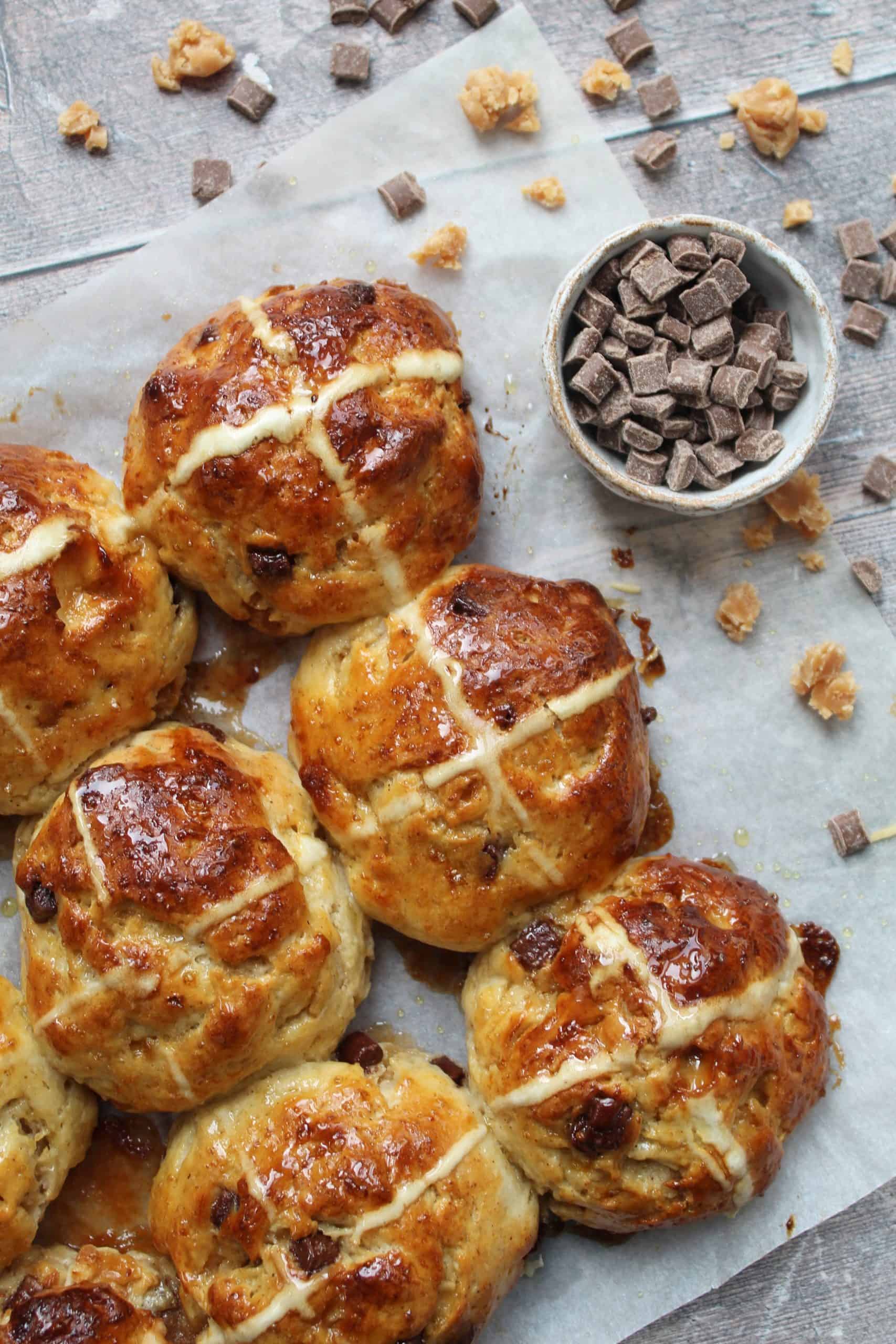 Gluten Free Salted Caramel Hot Cross Buns - The Gluten Free Blogger