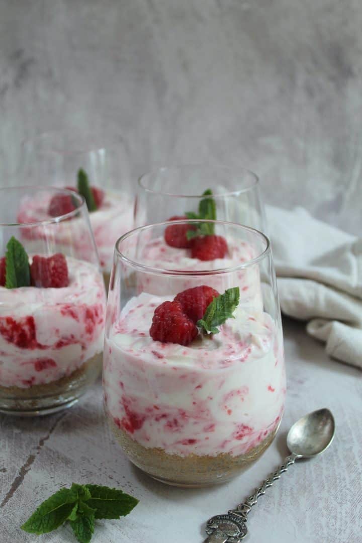 Gluten Free Cheesecake Pots - Greek Yoghurt Raspberry Cheesecake