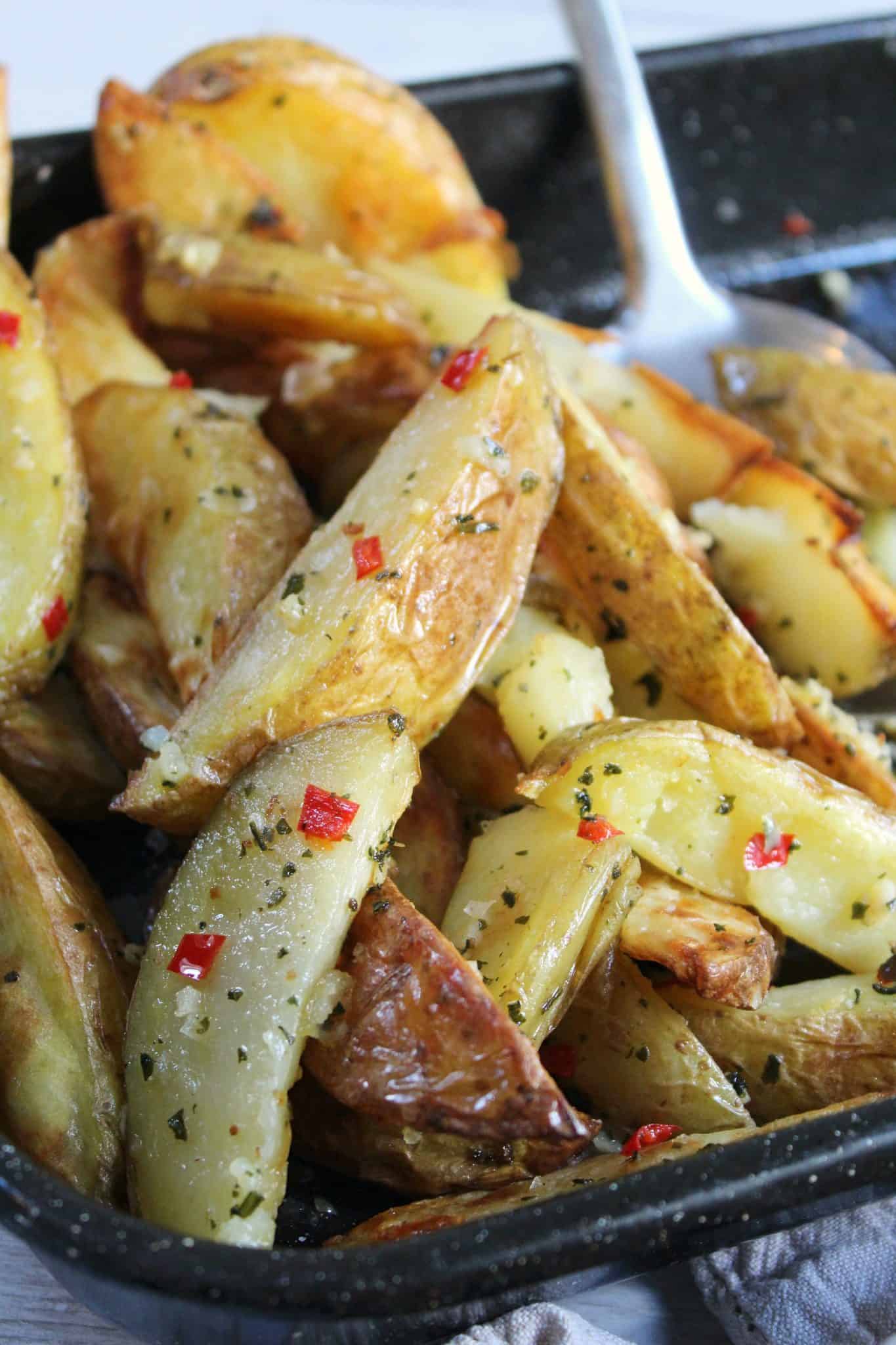 Gluten Free Potato Wedges with Garlic, Chilli and Coriander