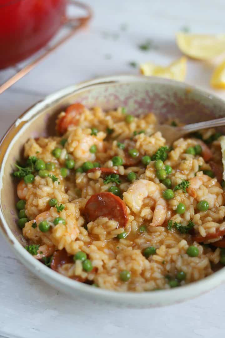 Prawn and Chorizo Risotto Recipe {Gluten Free, Dairy Free}