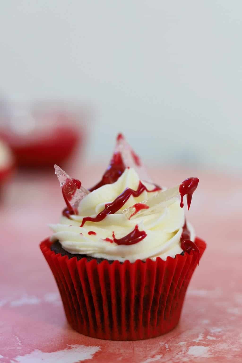 Gluten Free Broken Glass Cupcakes - Edible Glass Shard + Blood