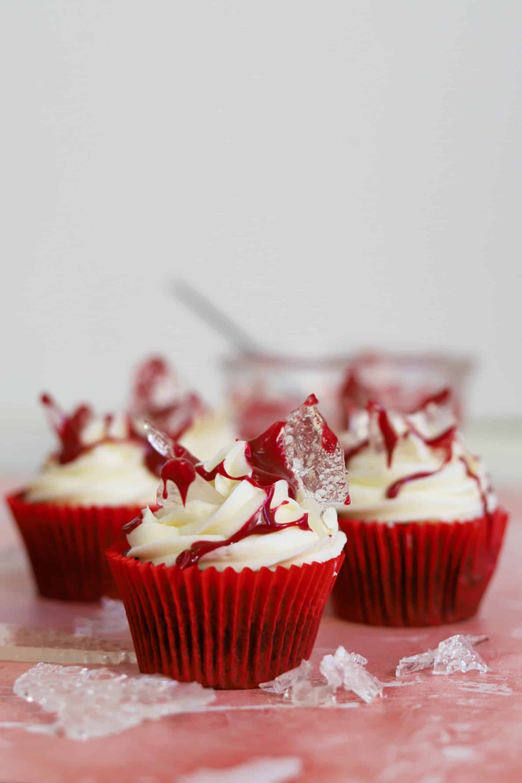 Gluten Free Broken Glass Cupcakes - Edible Glass Shard + Blood