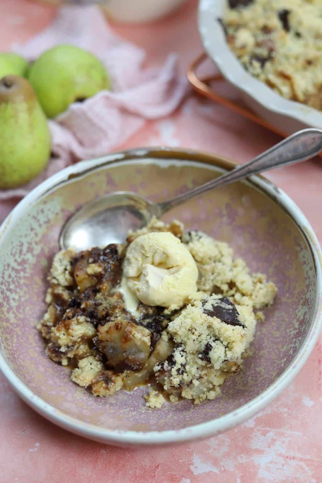 Gluten Free Pear and Chocolate Crumble - The Gluten Free Blogger