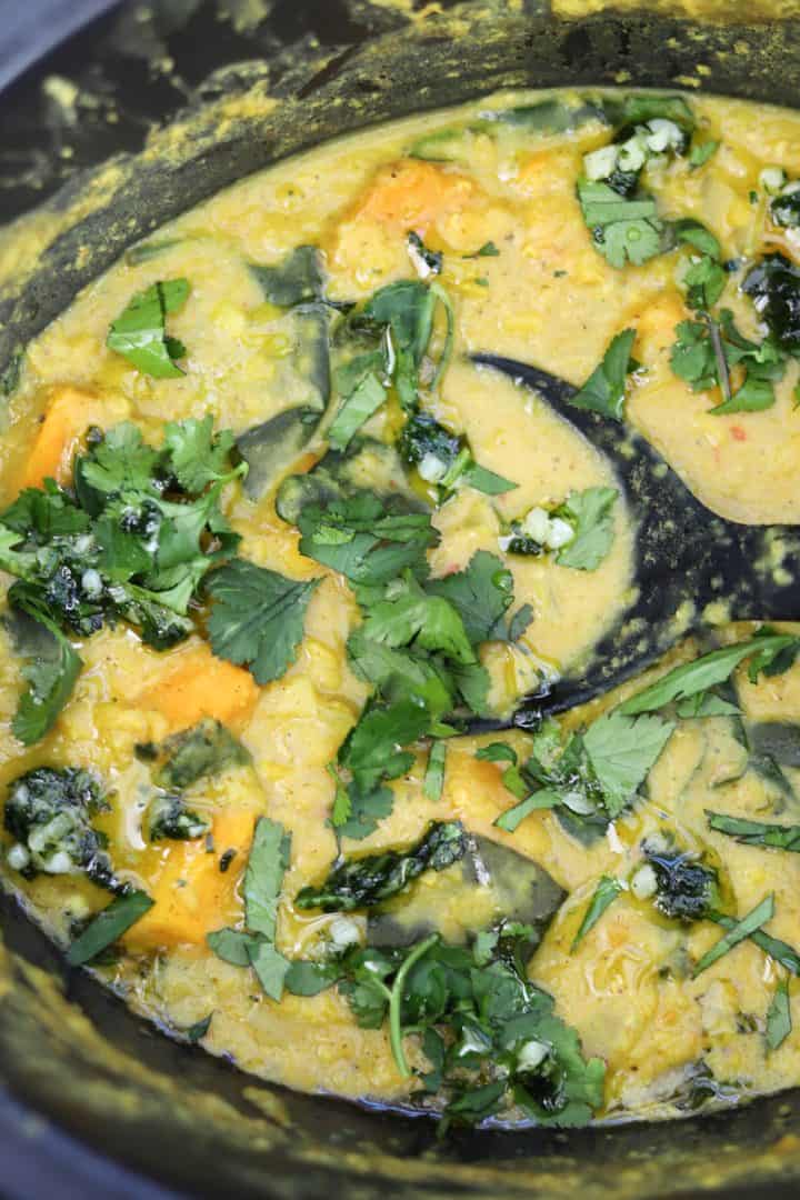 Slow Cooker Sweet Potato and Spinach Dhal - The Gluten Free Blogger