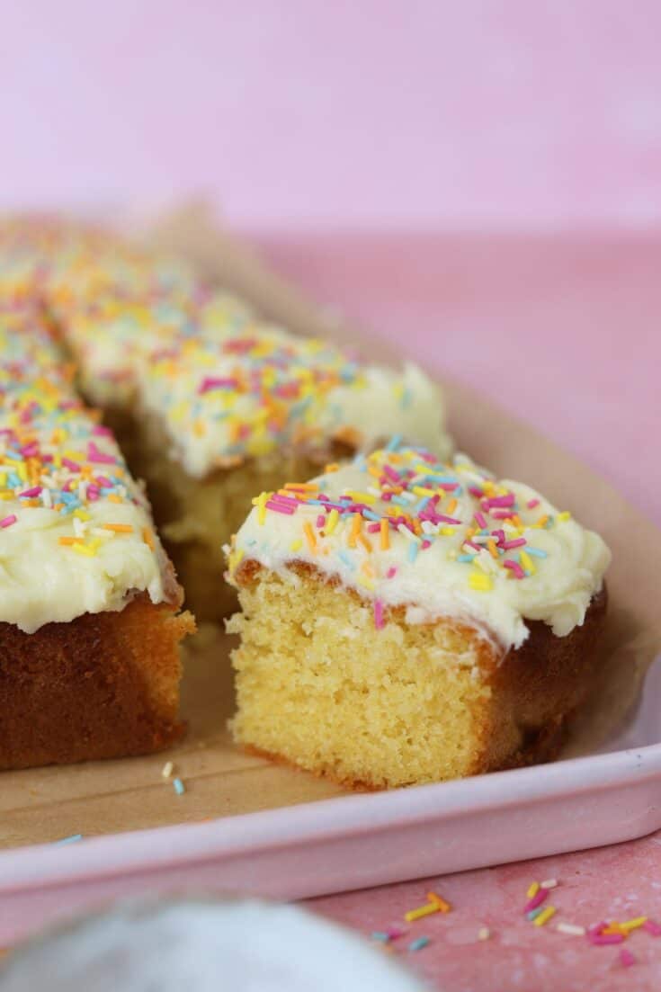 Gluten Free Vanilla Tray Bake - The Gluten Free Blogger