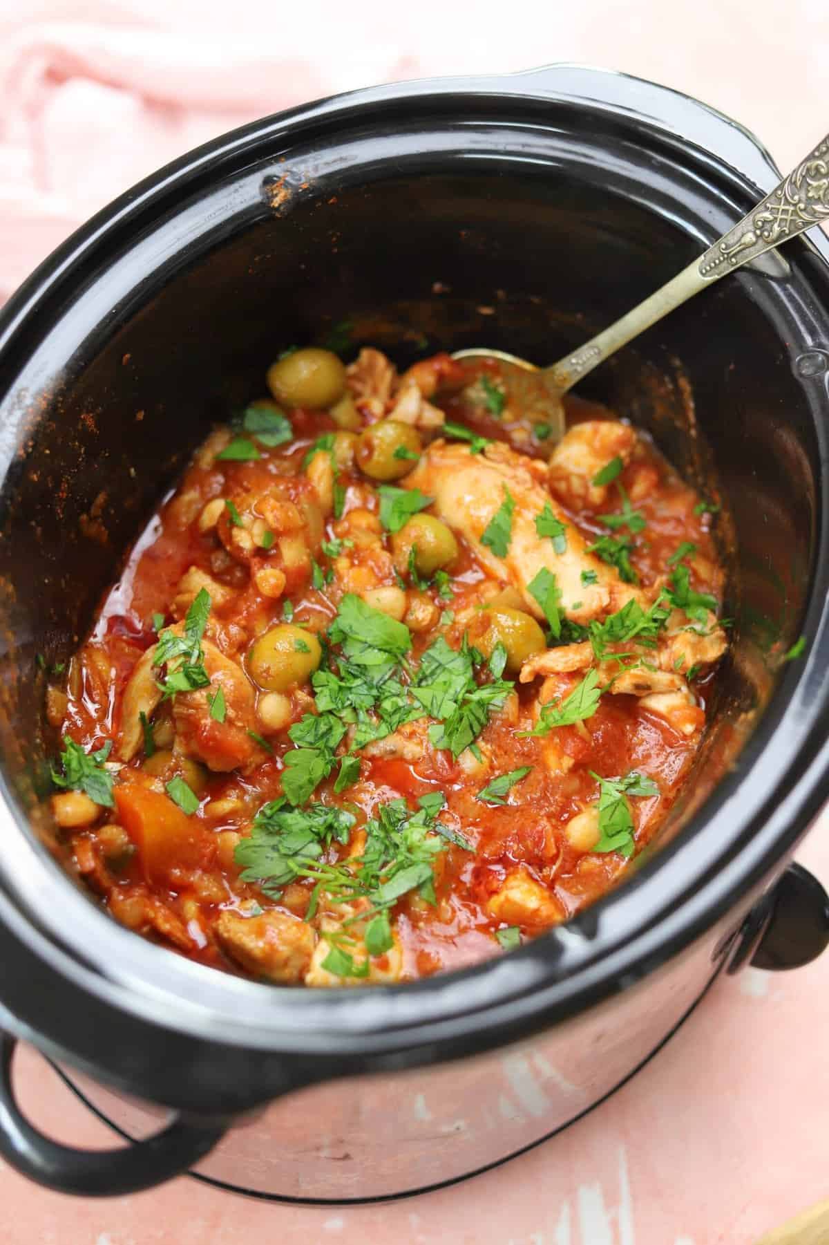 Slow Cooker Spanish Chicken {Gluten and Dairy Free}
