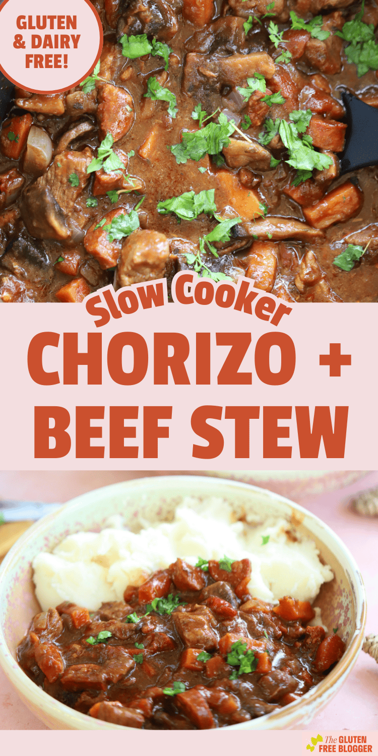 Slow Cooker Beef and Chorizo Stew {Gluten Free}