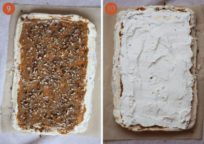 Toffee and Pecan Meringue Roulade