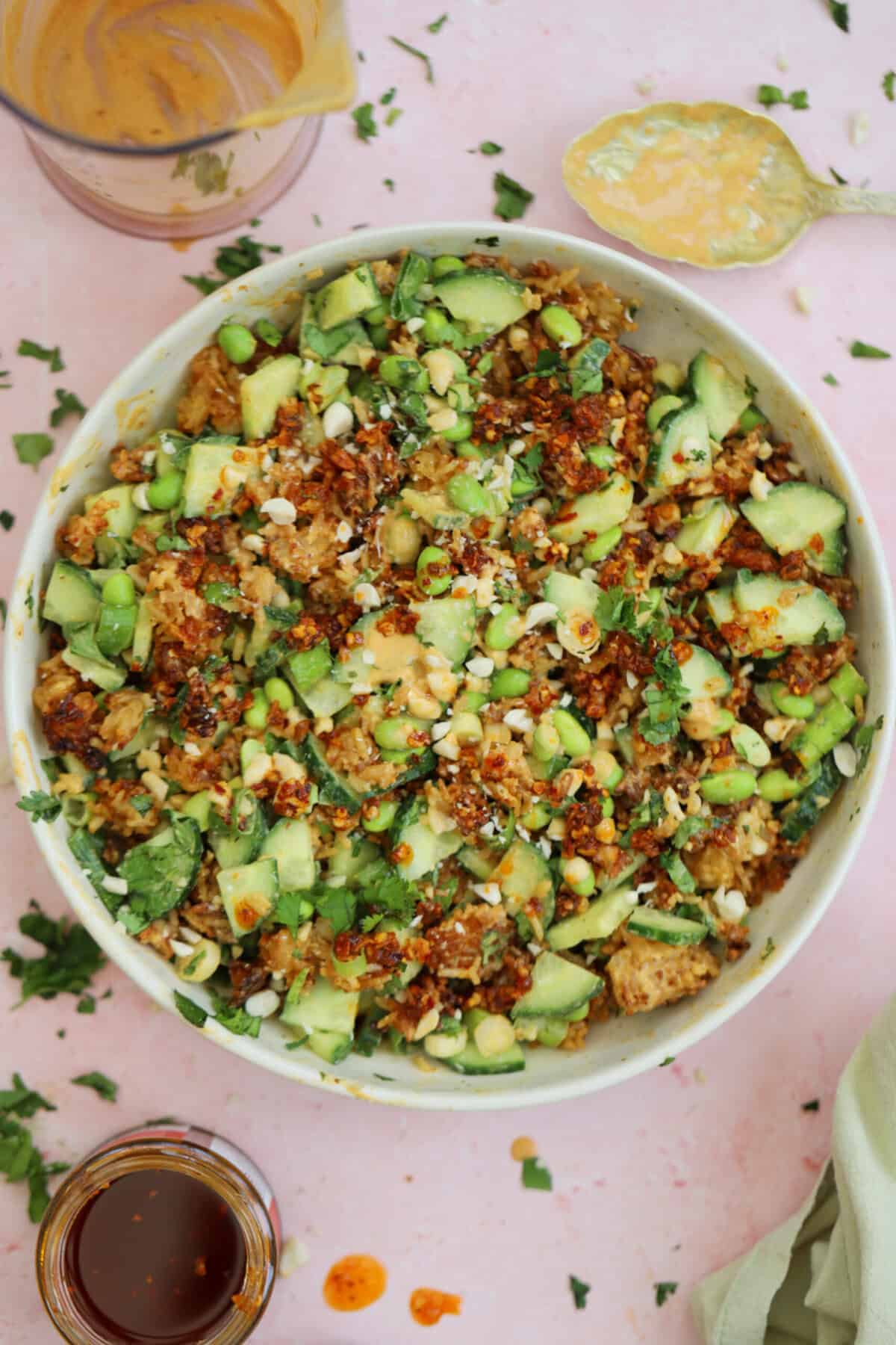 Crispy Rice Salad Recipe with Satay Dressing {Gluten Free}